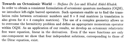 Towards an Octonionic World | Instituto de Matemática, Estatística e ...