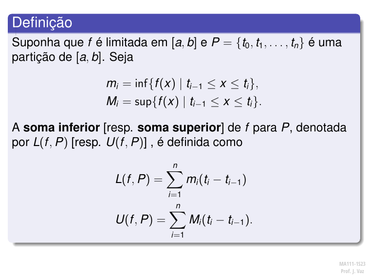 Integrais - MA111B - 1S23 - Prof. Jayme Vaz