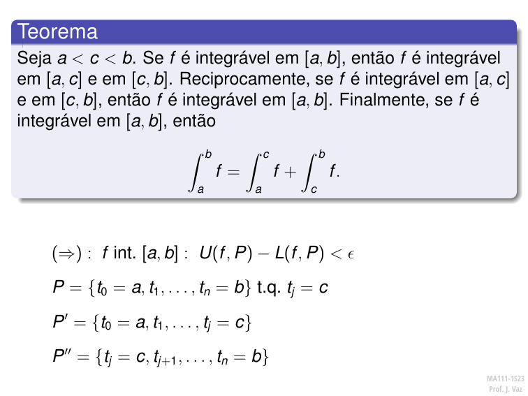 Integrais - MA111B - 1S23 - Prof. Jayme Vaz